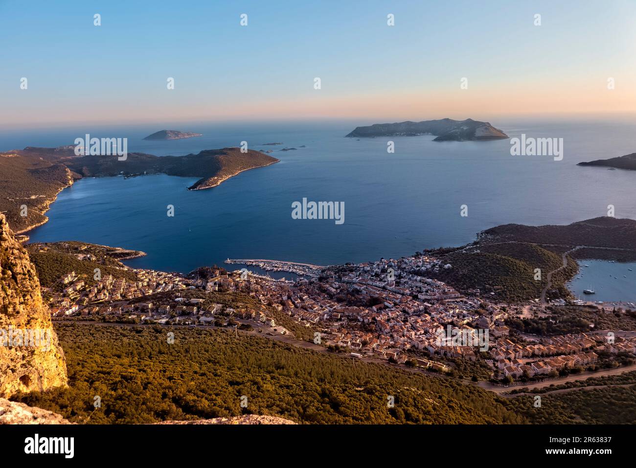 View of Kaş and Kastellorizo from the cliffs above, Lycian Way, Kaş ...