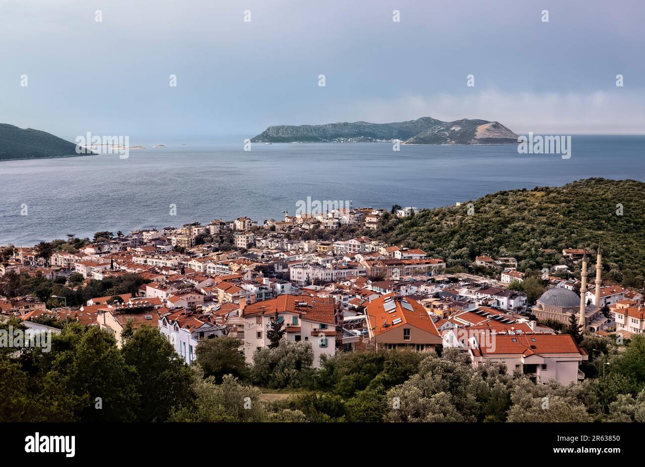 View of Kaş and Kastellorizo from the cliffs above, Lycian Way, Kaş ...