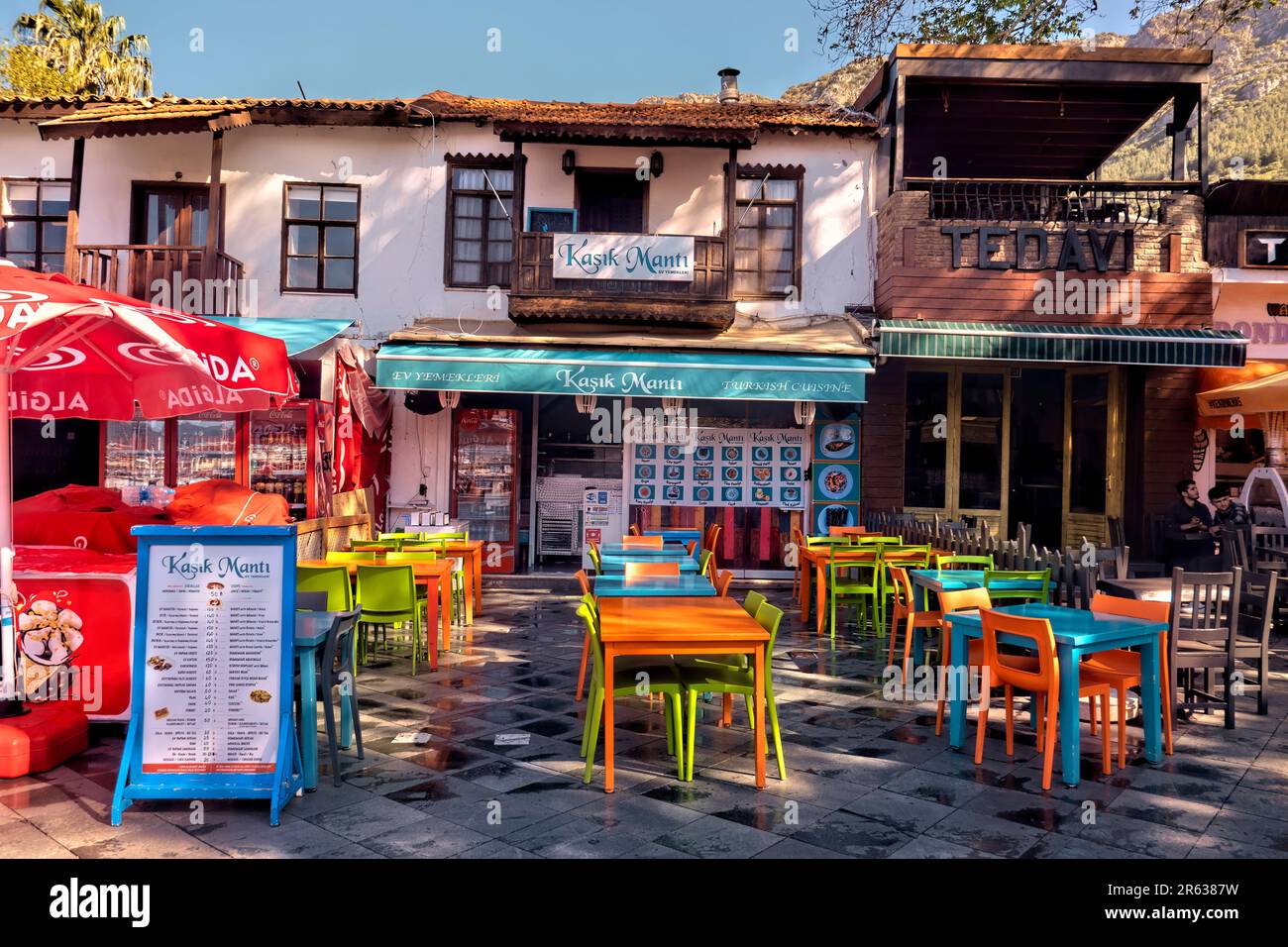 Cute cafe in the main square of Kaş, Turkey Stock Photo - Alamy