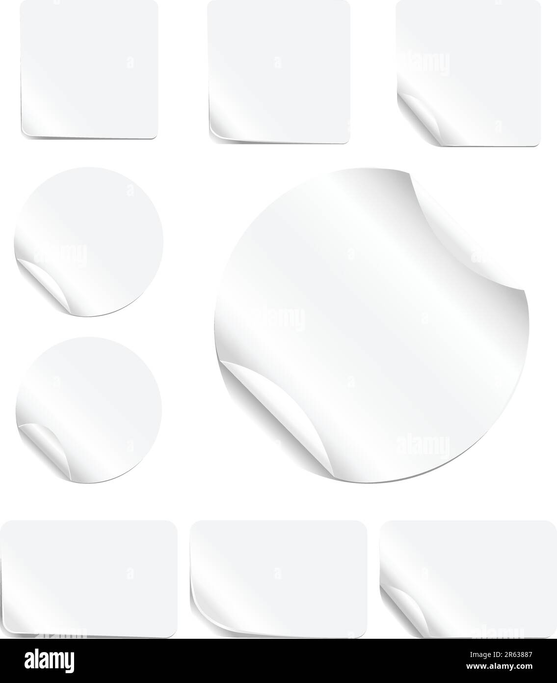 Blank, realistic stickers with peeling corners - vector illustration ...