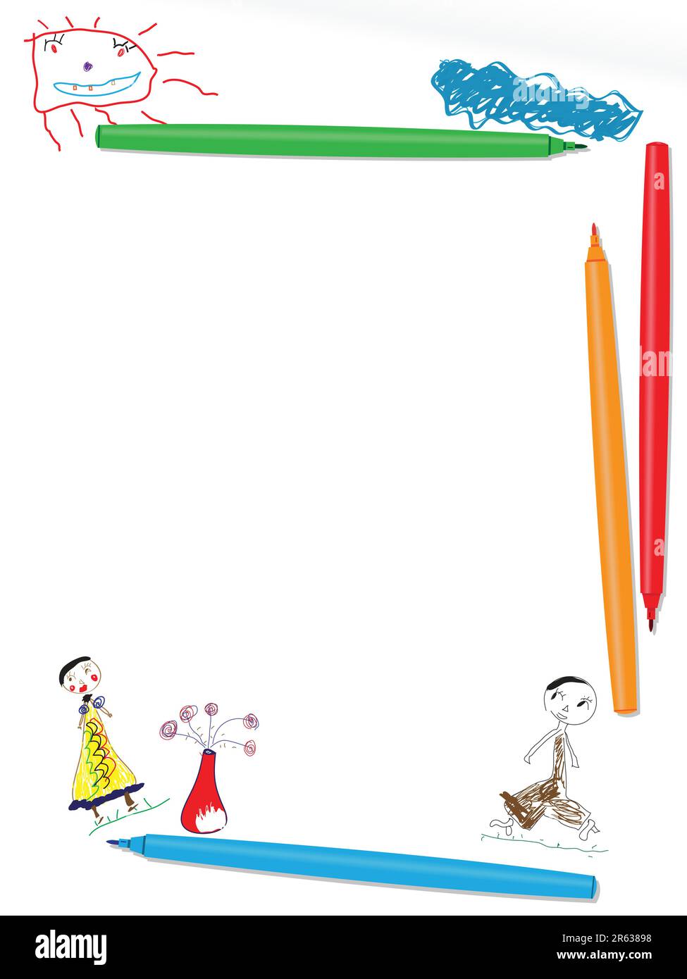 Frame and background with children's figure in a vector Stock Vector ...