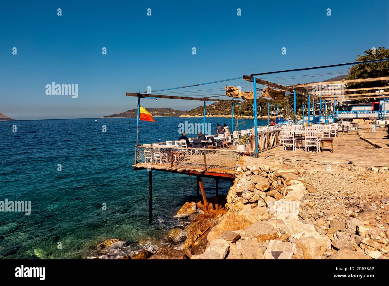 Seaside cafe in Mediterranean Kaş, Turkey Stock Photo - Alamy
