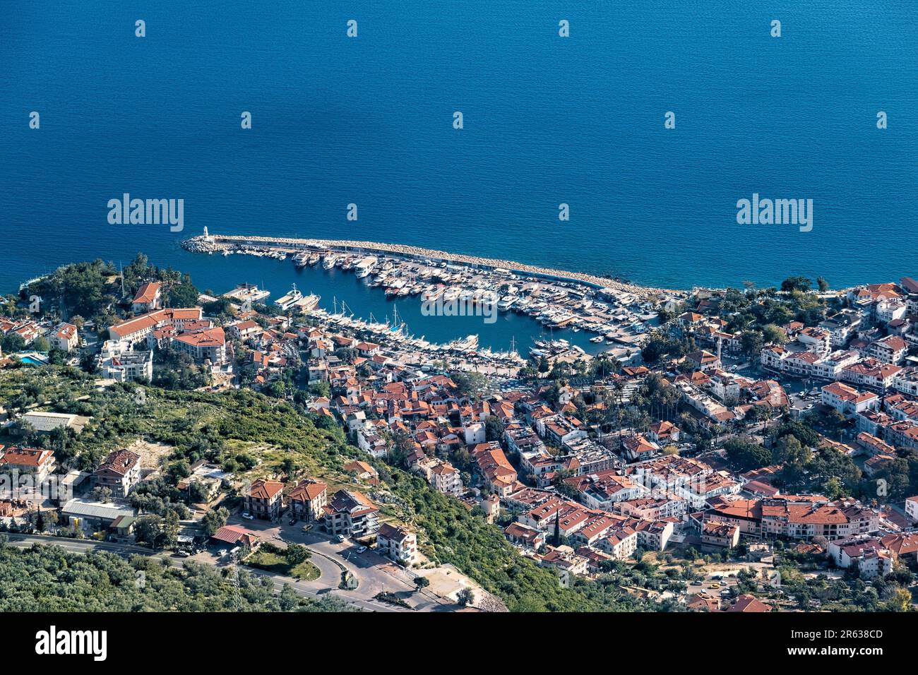 View of Kaş from the cliffs above, Lycian Way, Kaş, Turkey Stock Photo ...
