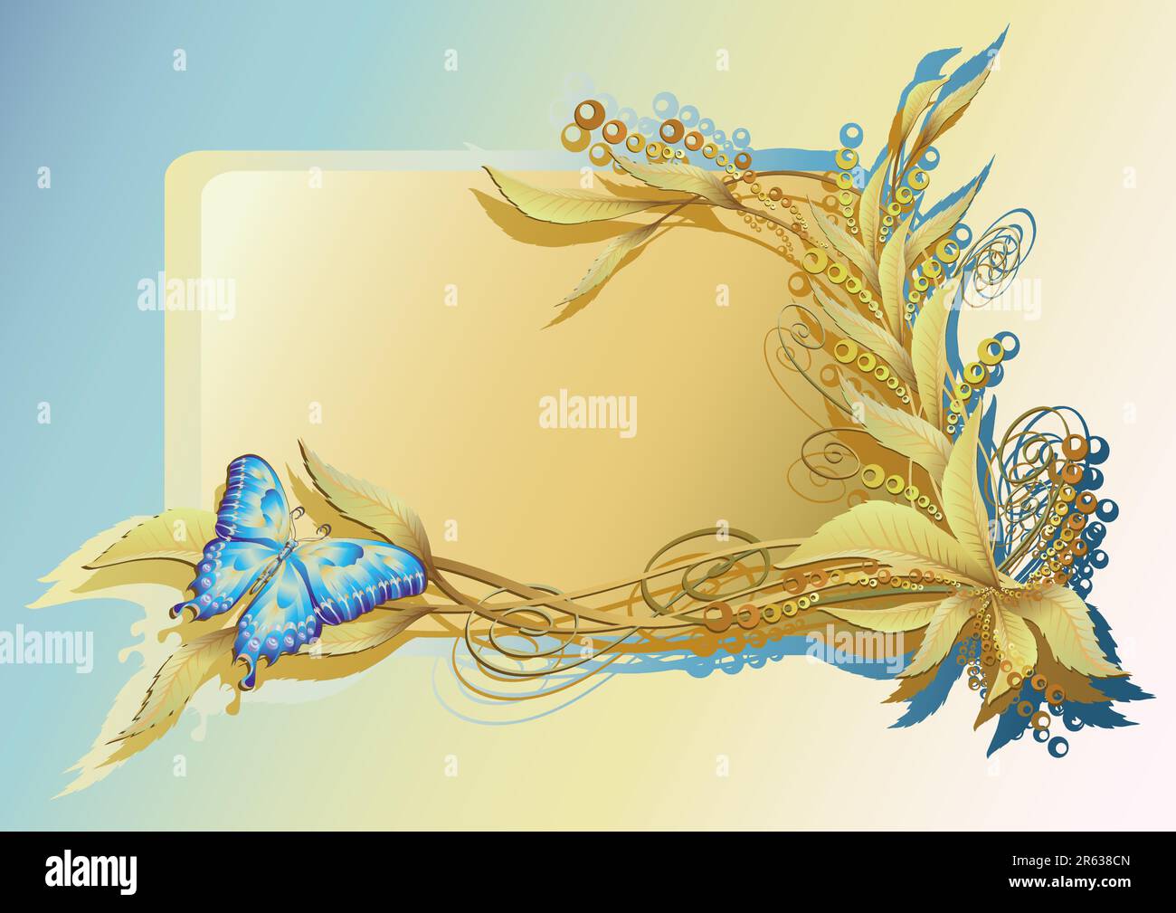 Elegant floral frame with beautiful butterfly Stock Vector Image & Art ...