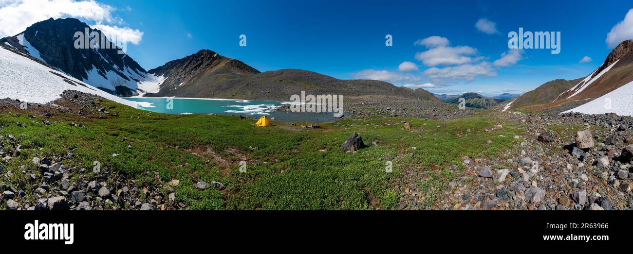 Back country camping area in northern arctic Canada during summer time ...
