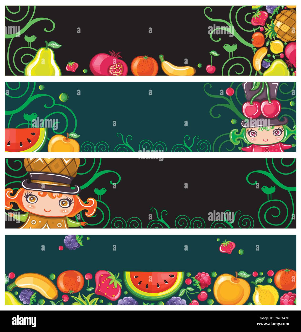 Colorful fruit banners with space for your text Stock Vector Image ...