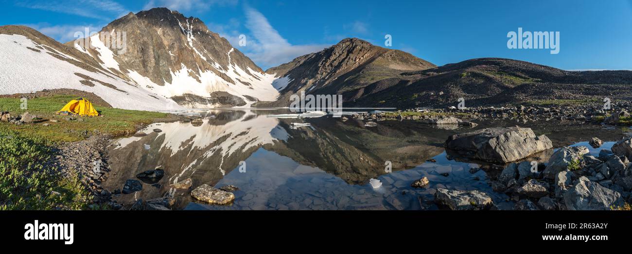 Back country camping area in northern arctic Canada during summer time ...