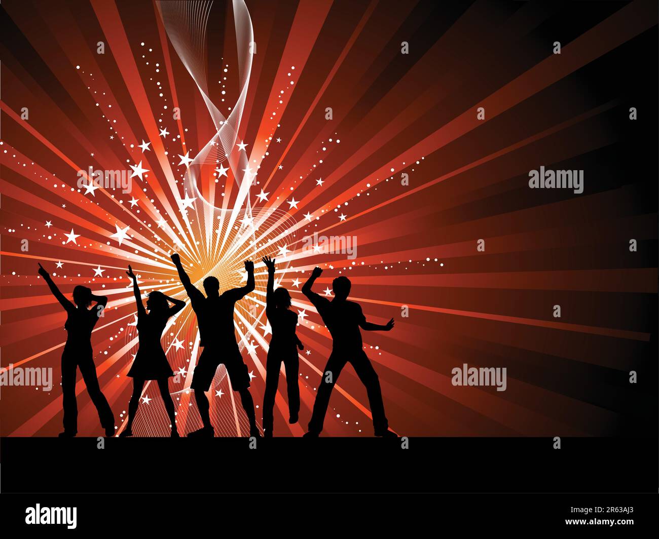 Silhouettes of people dancing on starry background Stock Vector Image ...