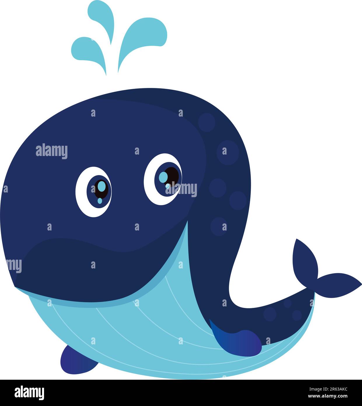 Vector Illustration of happy cartoon ocean whale with water splash ...