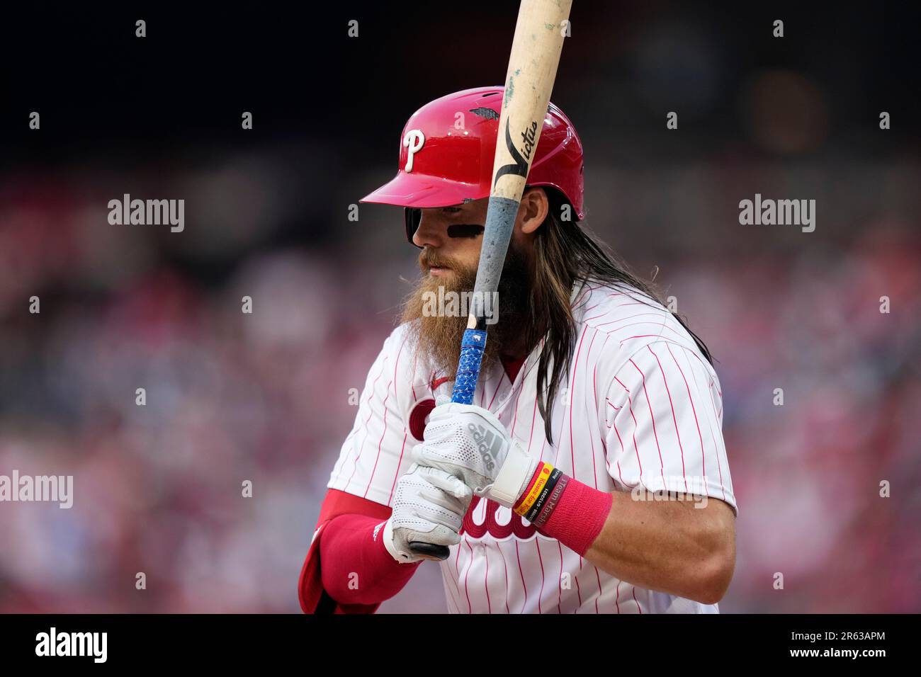 Philadelphia Phillies' Brandon Marsh plays during a baseball game ...