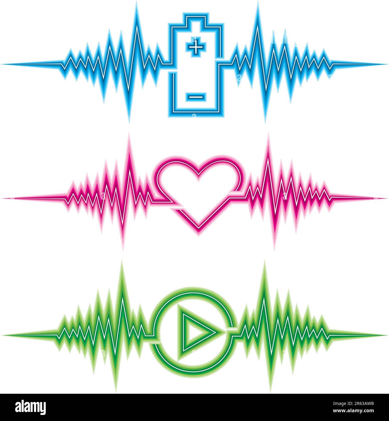 Three different version cardiogram pattern design Stock Vector Image ...