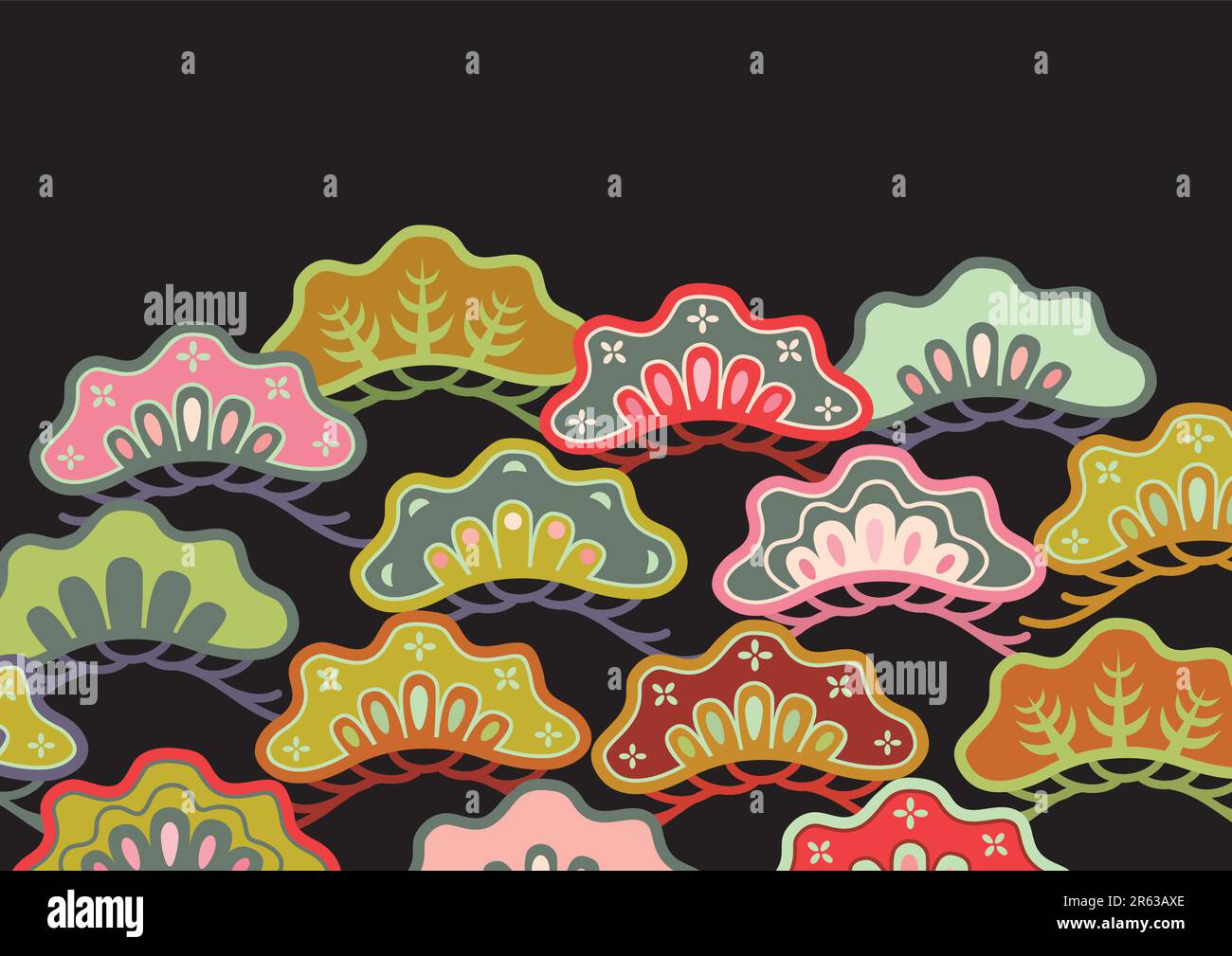 Vector pattern including ethnic Japan motif with multicolored typical ...