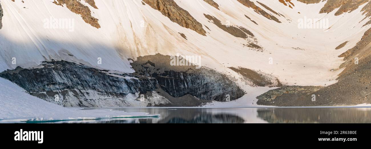 Panoramic view of Glacial Lake in Yukon Territory during summer time ...