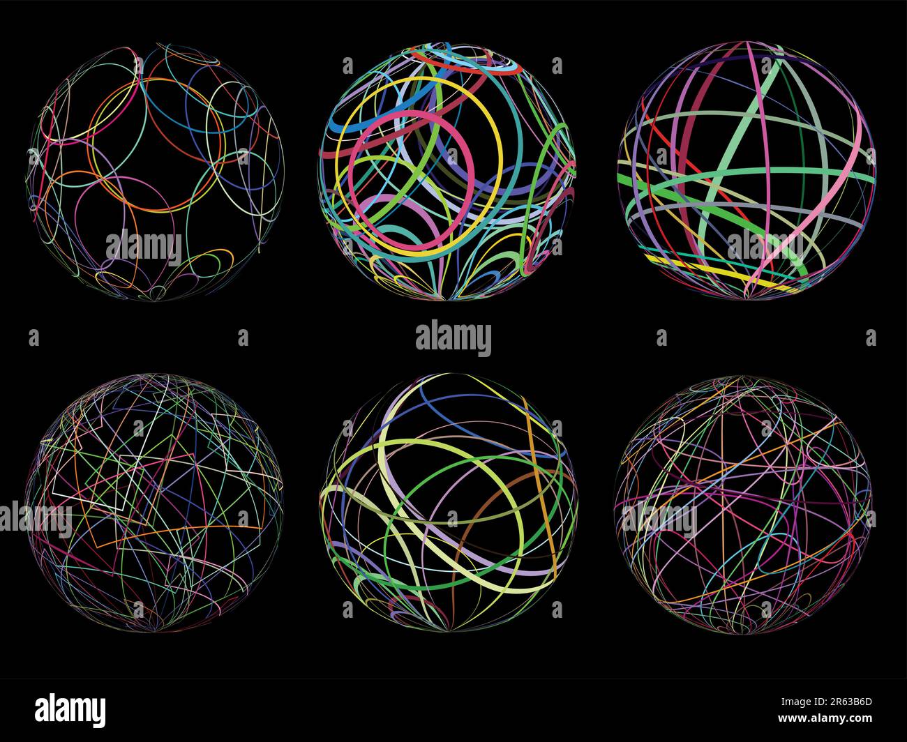Various designs of scribble spheres in multi colours Stock Vector Image ...