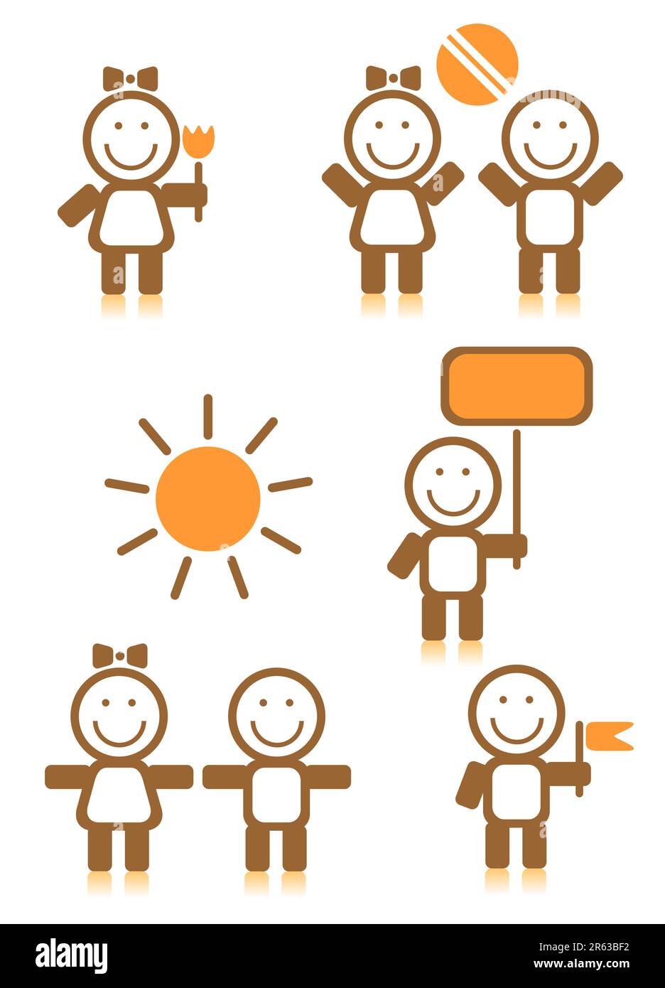 Stylized children symbols isolated on a white background Stock Vector ...