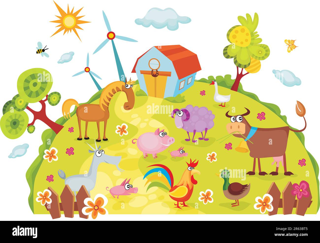 vector illustration of a cute farm Stock Vector Image & Art - Alamy