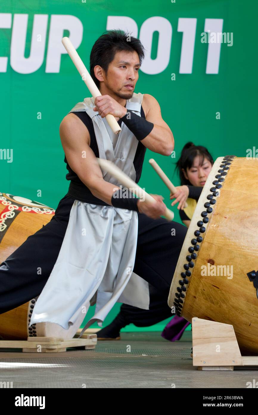 Entertainers play before the Japanese Rugby Team receive the first ...