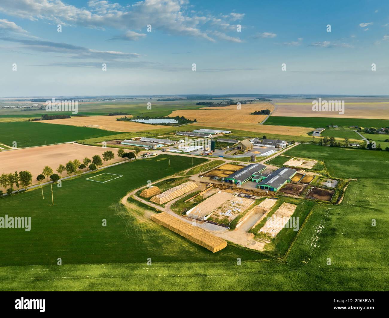 Countryside farming surrounded by planted fields with crops Stock Photo ...
