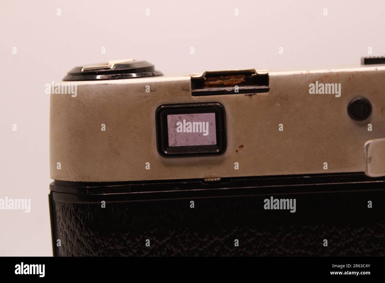 A very Old vintage black and white photography camera on White ...