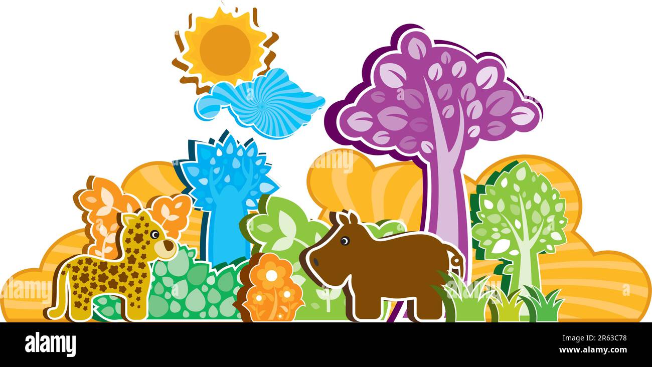 cartoon style animals background Stock Vector Image & Art - Alamy