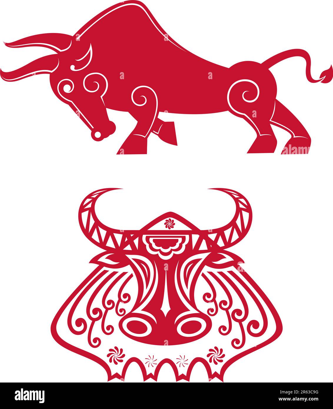 Bull two Stock Vector Images - Alamy