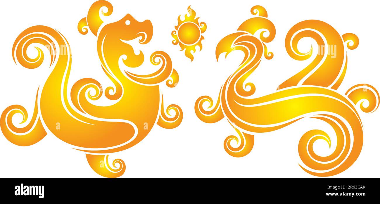 abstract tiger and phoenix Stock Vector Image & Art - Alamy