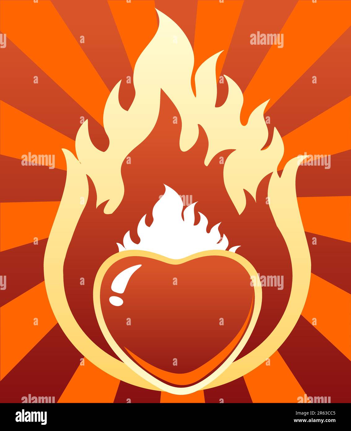 Burning fire heart illustration Stock Vector Images - Alamy