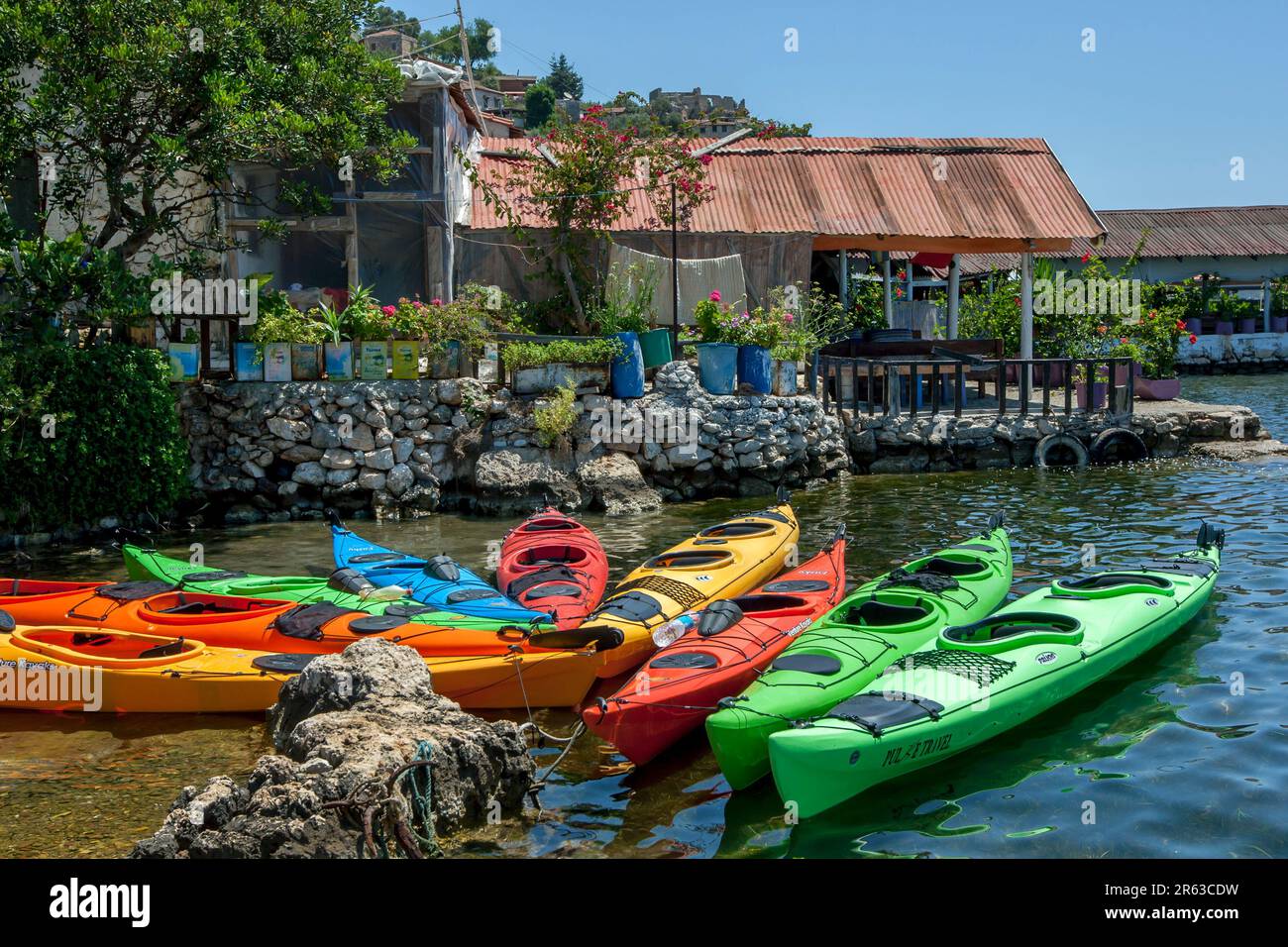 The picturesque seaside town of Kalekoy located on the Turkish ...