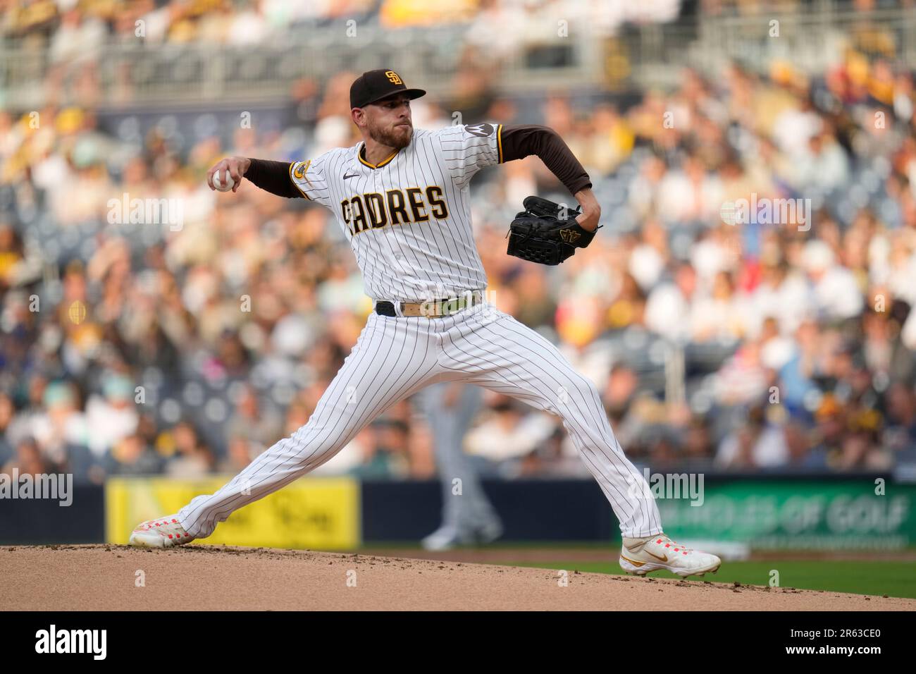San Diego Padres starting pitcher Joe Musgrove works against a Seattle ...