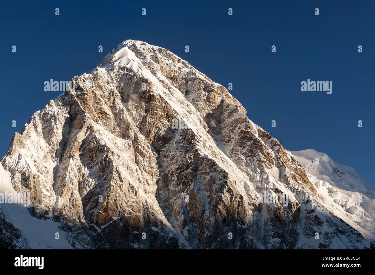 Pumori mountain peak on the famous Everest Base Camp trek in the ...