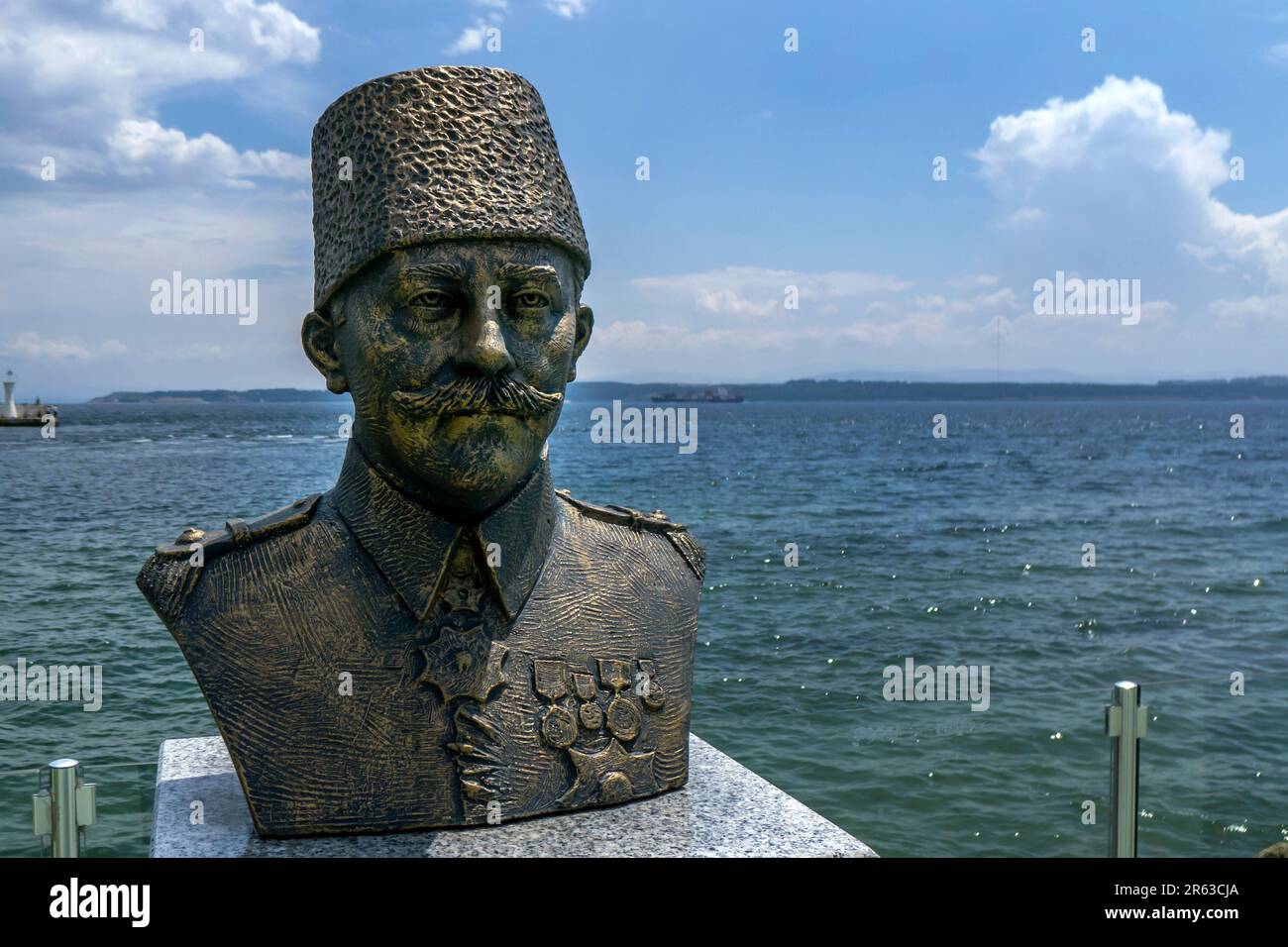 A bust in Memorial Park at Eceabat in Turkiye of Ottoman war hero ...
