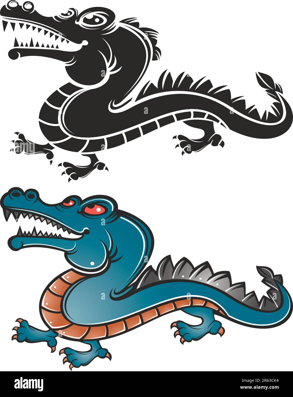 Two color cartoon style crocodile pattern design Stock Vector Image ...