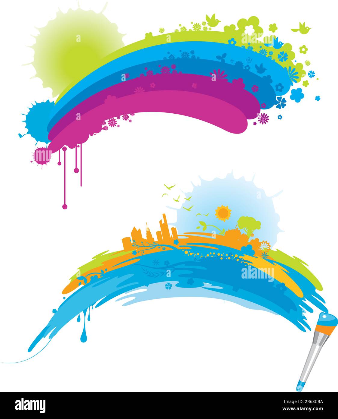 Two version abstract sunrise pattern design Stock Vector Image & Art ...