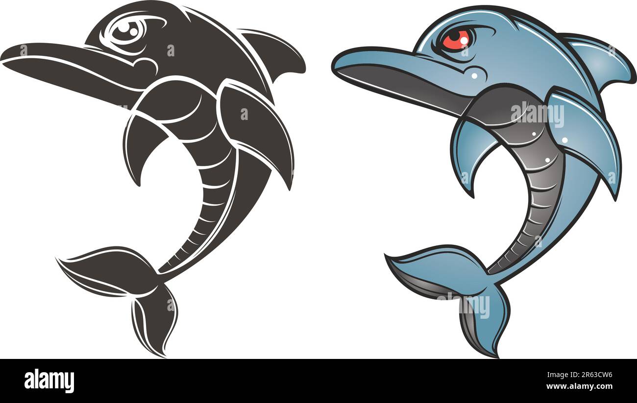 Two color cartoon style dolphin pattern design Stock Vector Image & Art ...