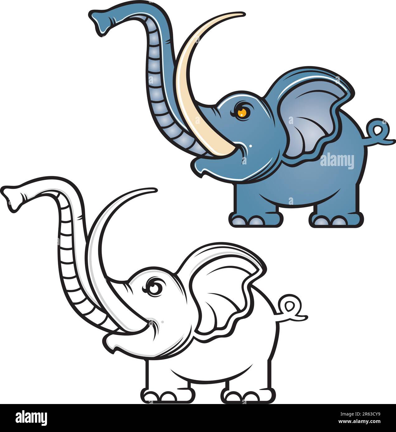 Two color cartoon style elephant pattern design Stock Vector Image ...
