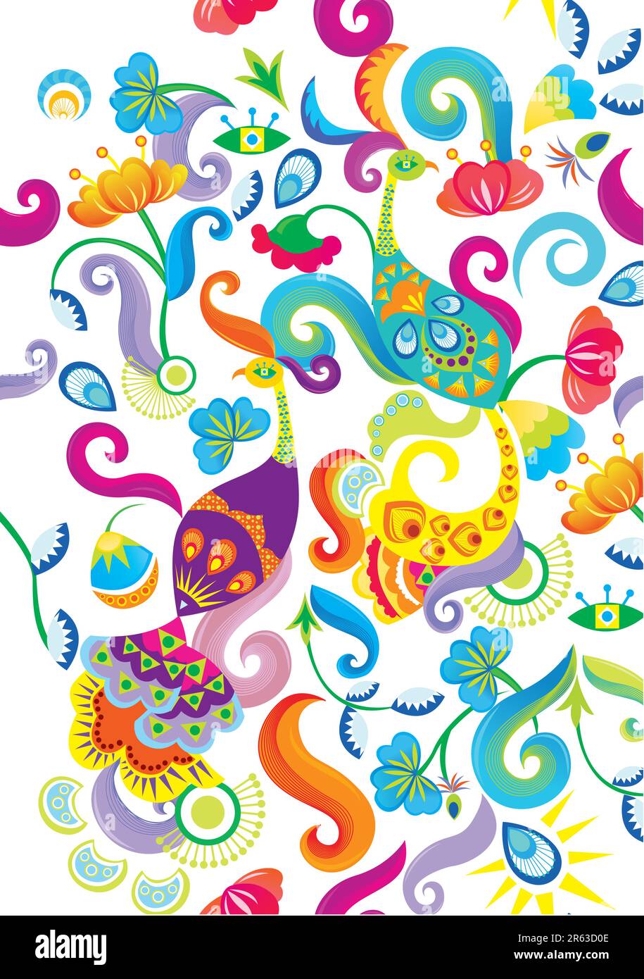 Phoenix bird and floral pattern background Stock Vector Image & Art - Alamy