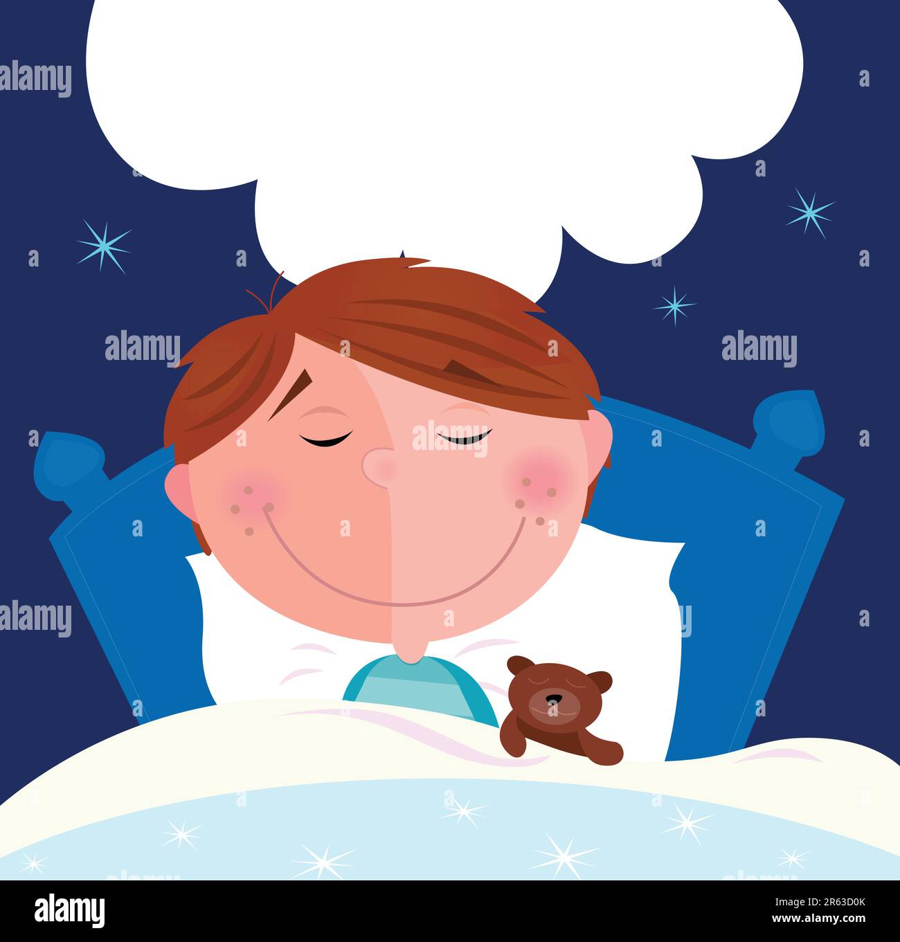 Cute small boy sleeping and dreaming. Write the dream inside speech ...