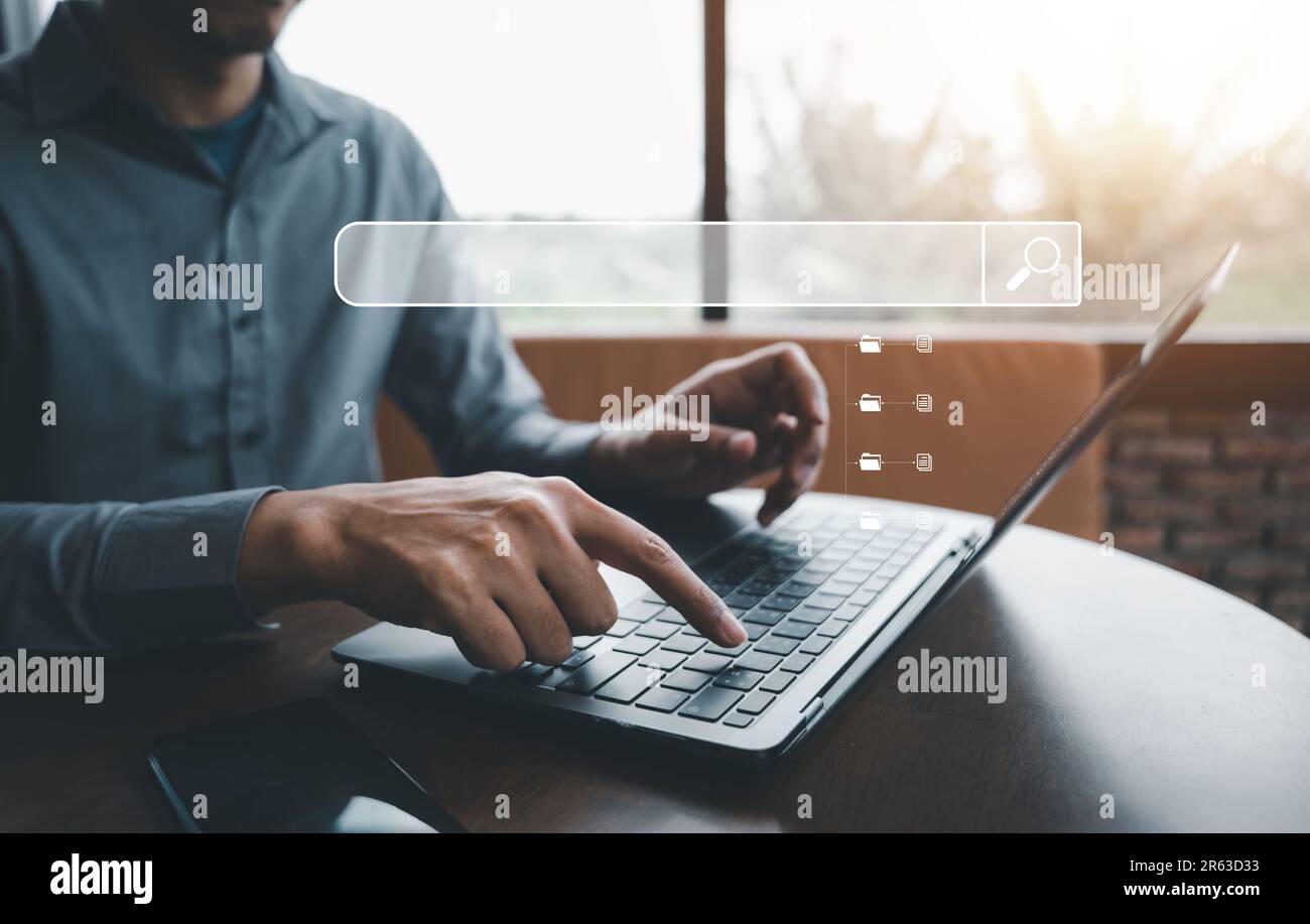 browsing and searching the internet using a blank search bar Stock ...
