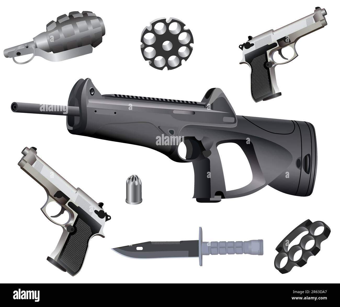 Weapons collection isolated on white background Stock Vector Image ...