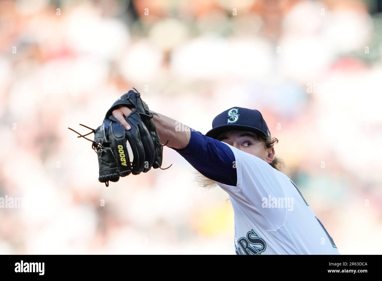 Seattle Mariners starting pitcher Bryce Miller throws against the New ...