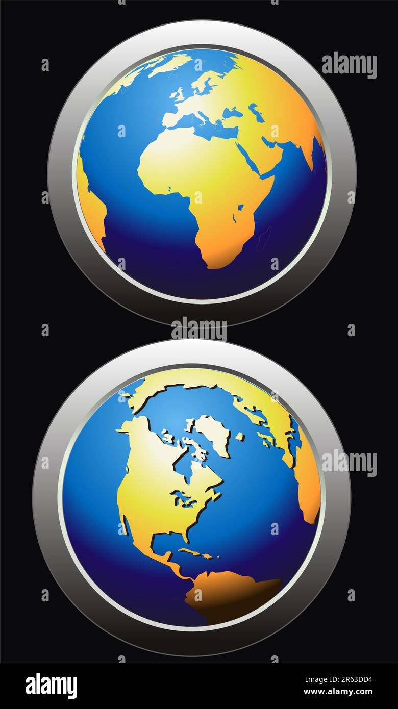 vector globe planet button for internet page Stock Vector Image & Art ...