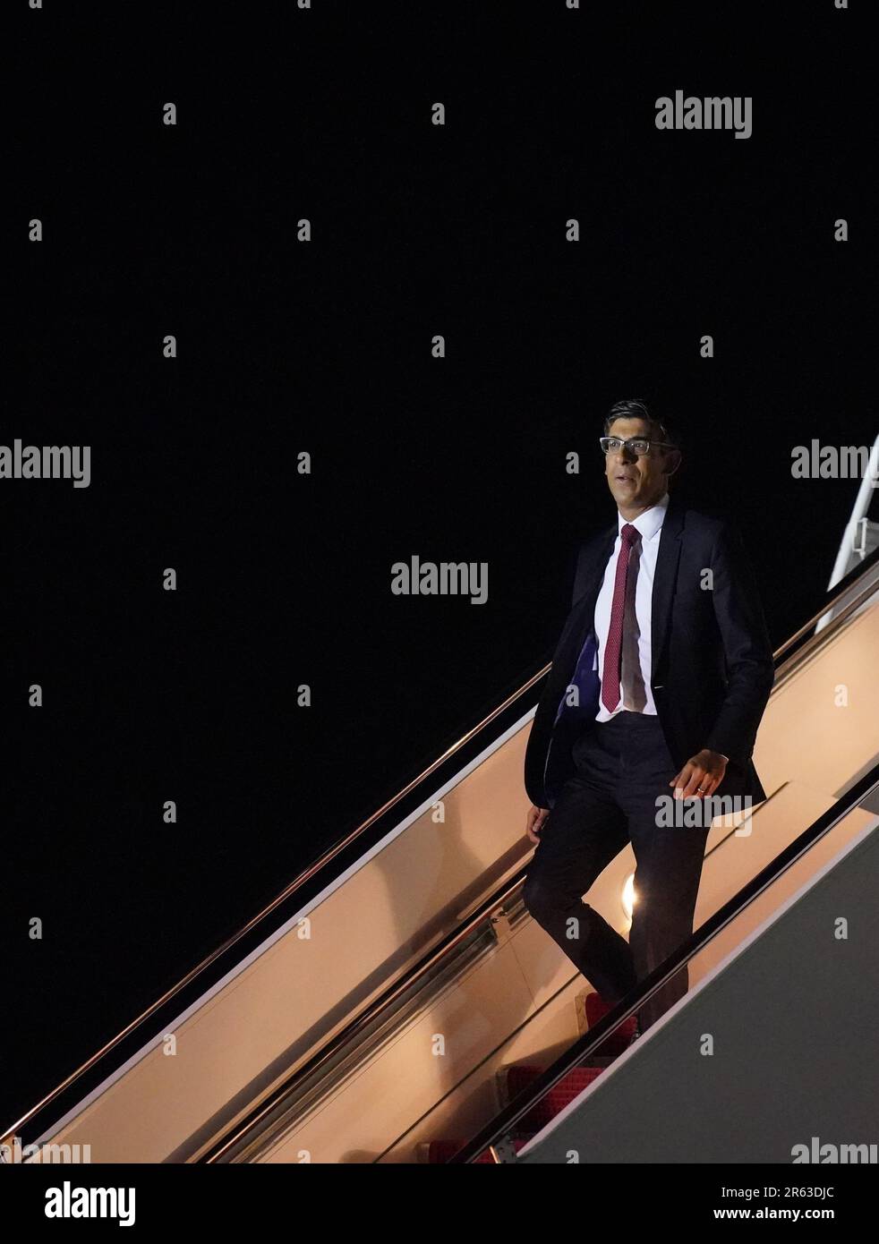 Prime Minister Rishi Sunak arrives at Andrews Air Force Base in Prince ...