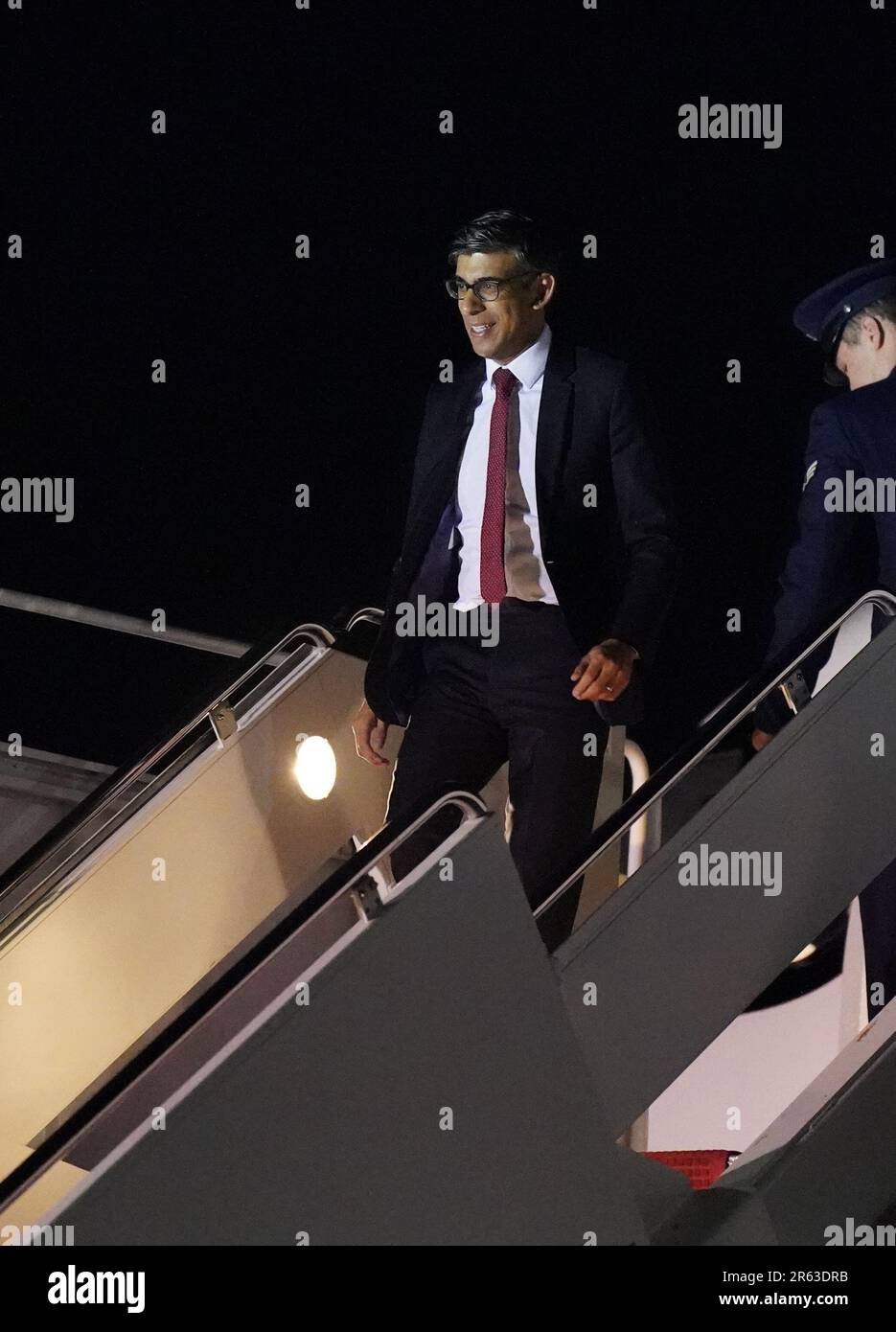 Prime Minister Rishi Sunak arrives at Andrews Air Force Base in Prince ...