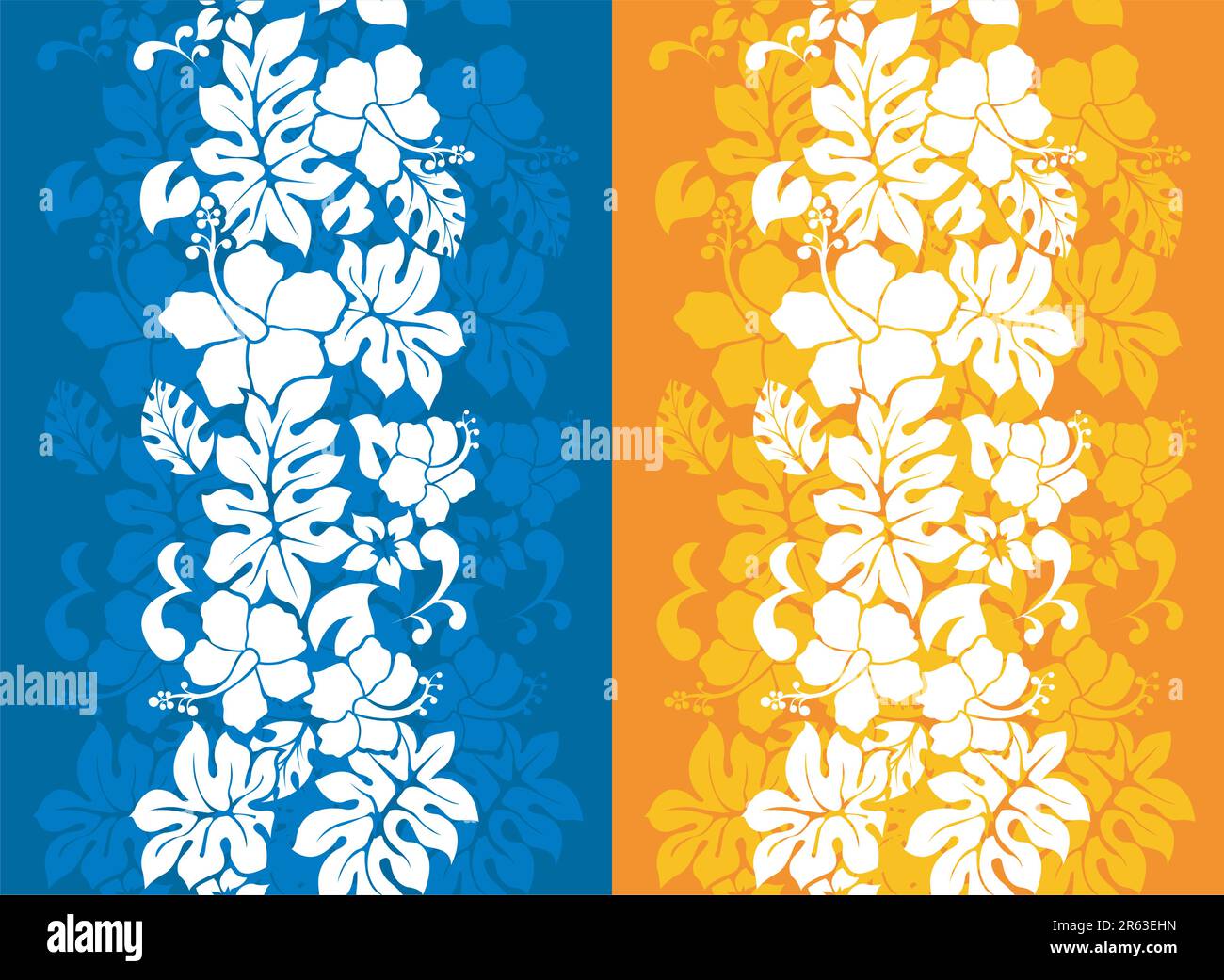 Hawaiian Floral Seamless Background With Hibiscus Stock Vector Image