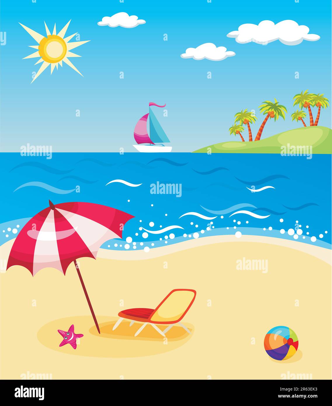 vector illustration of a colorful beach Stock Vector Image & Art - Alamy