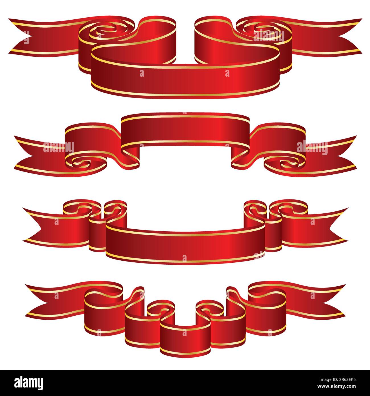 set of different red ribbons with golden stripes Stock Vector Image ...