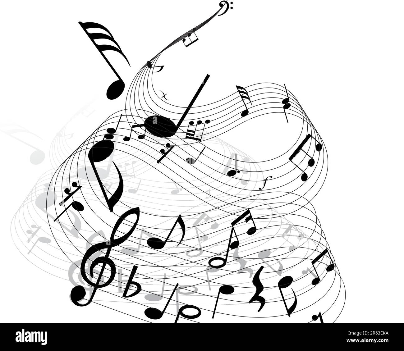 Musical notes background with lines. Vector illustration Stock Vector ...