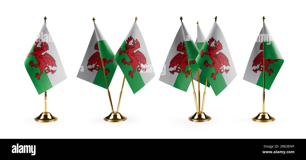 Small national flags of the Wales on a white background Stock Photo - Alamy