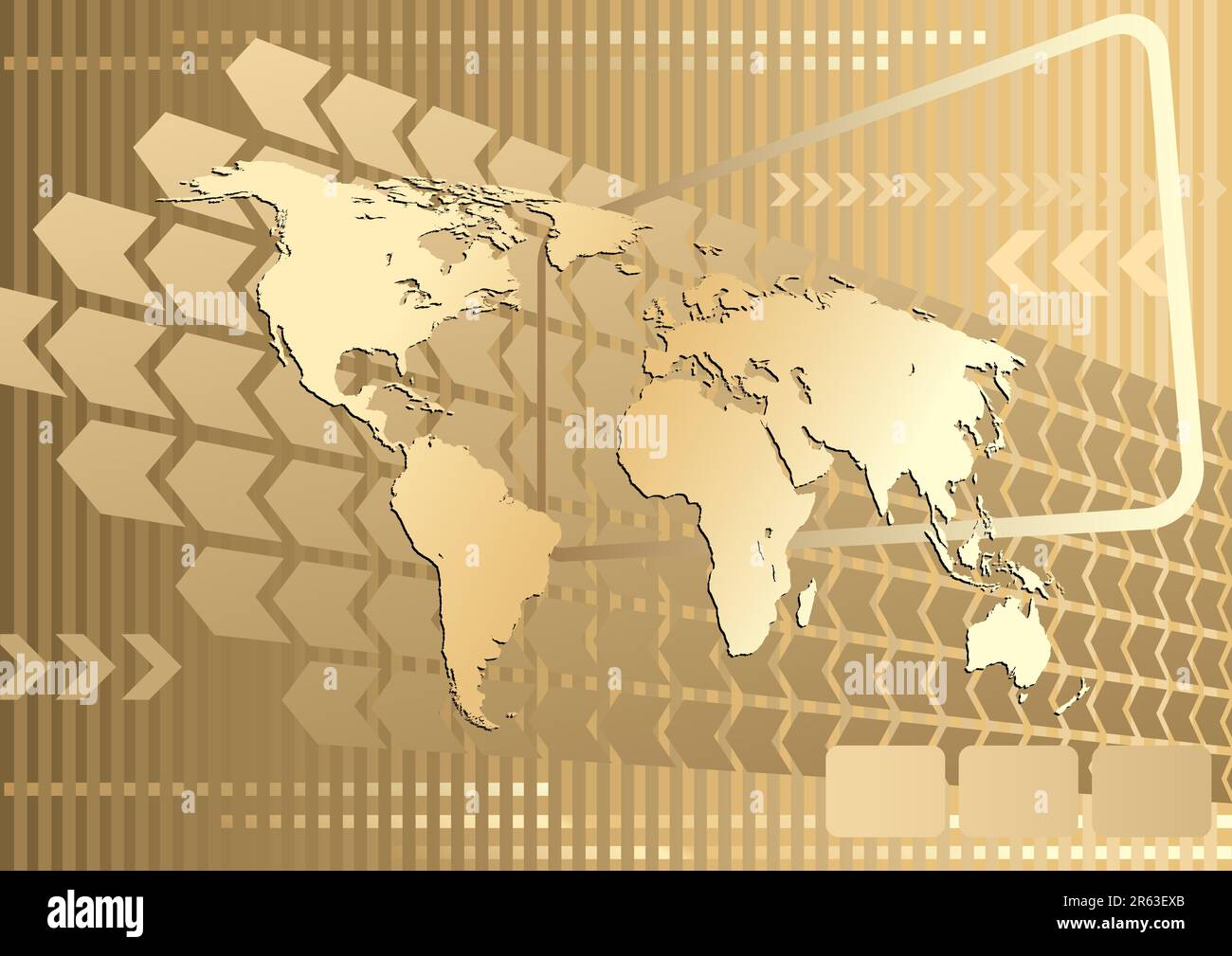 Large gold world map on an abstract background, conceptual business ...