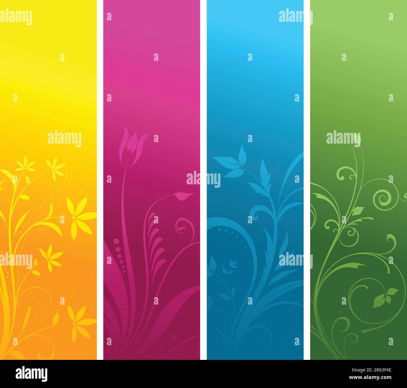 Decorative floral panels in four bright colours Stock Vector Image ...